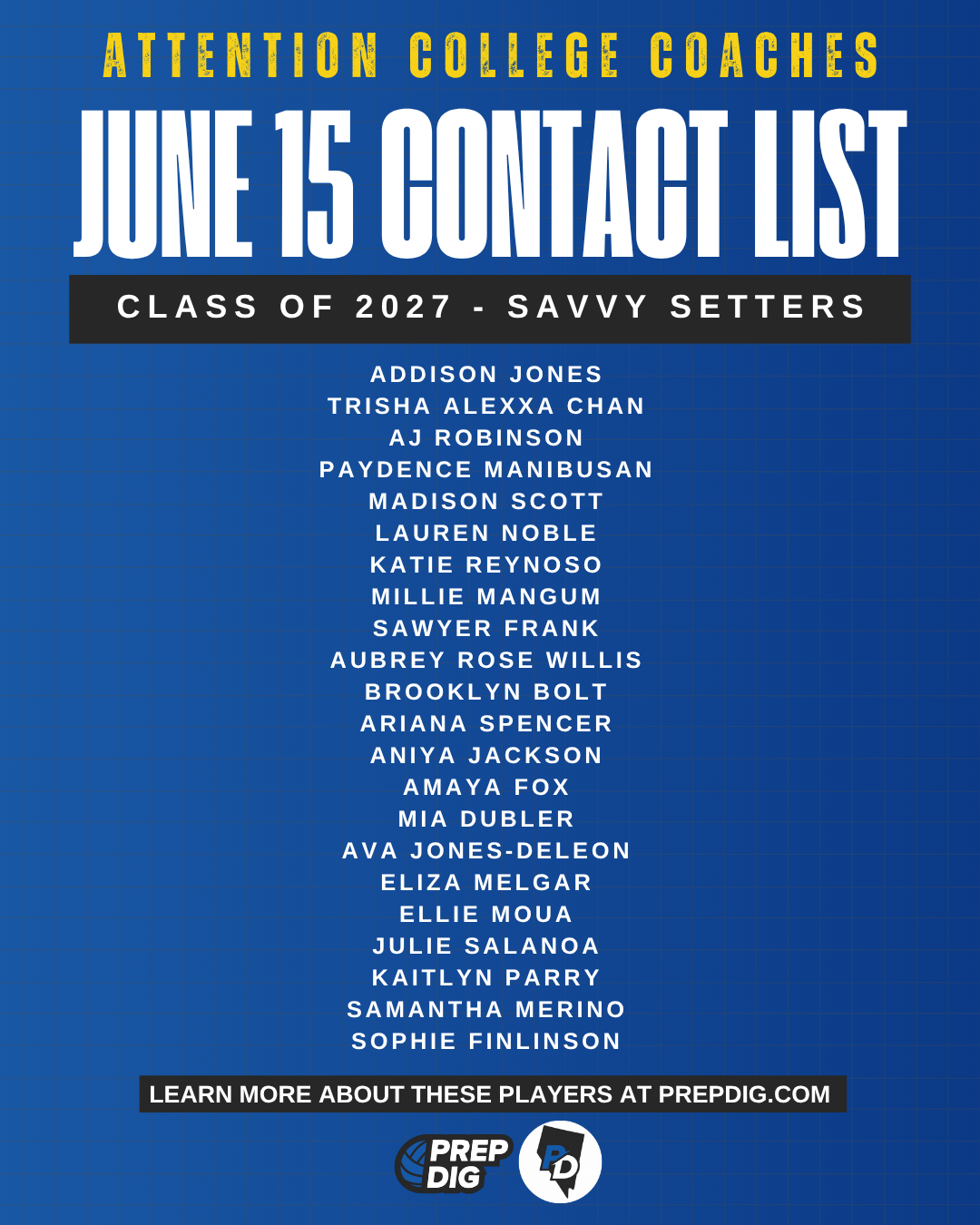 Class of 2027 - Top Setters to Call on June 15 | Prep Dig